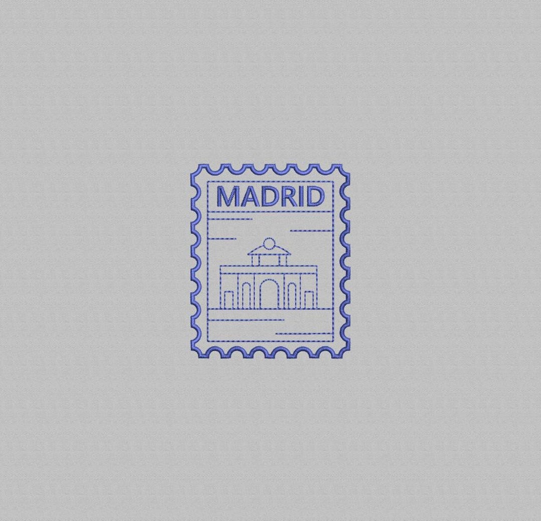 Madrid City Stamp Embroidery Design, Spain Postage, Alcalá Gate Design ...