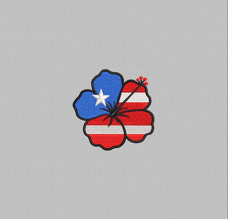 Maga Flower Embroidery File, Maga Flower With Puerto Rico Flag ...