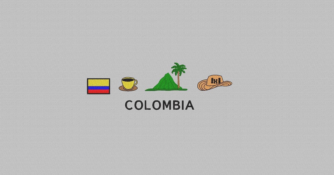 Colombia Embroidery Designs, Sombrero Coffee Embroidery, Embroidery ...