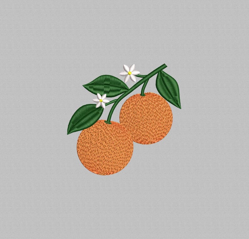 Orange Embroidery Design, Flower and Citrus Fruit Embroidery File ...