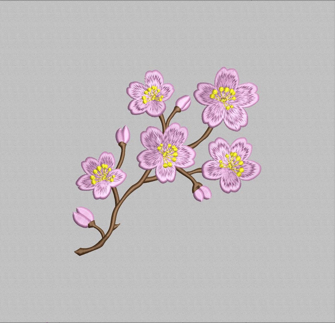Japanese Cherry Tree Embroidery Design: Sakura Art (4 Sizes, Instant ...