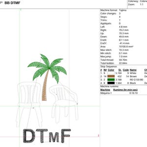 DTMF Embroidey Design, DTMF Embroidery Design, Chairs and Palm ...