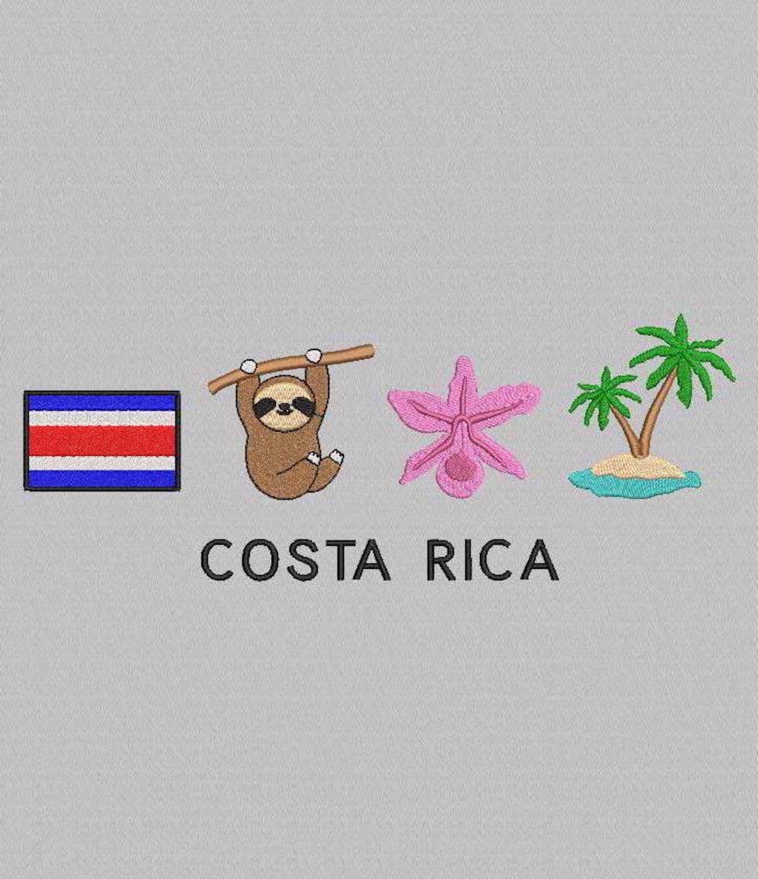 Costa Rica Embroidery Design, Flag Embroidery, Sloth, Guaria Morada ...
