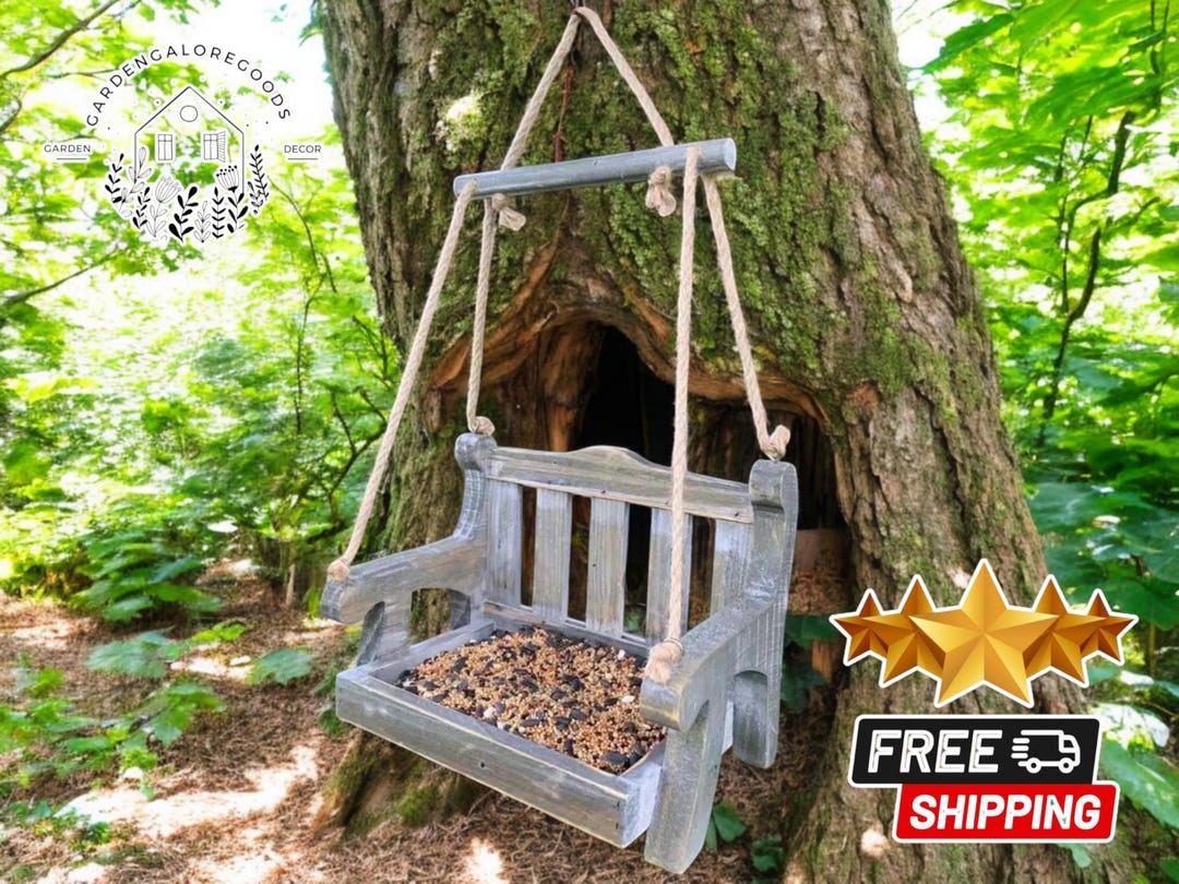 Wooden Swing Bird Feeder | Hummingbird Feeder With Swing | Garden Yard ...