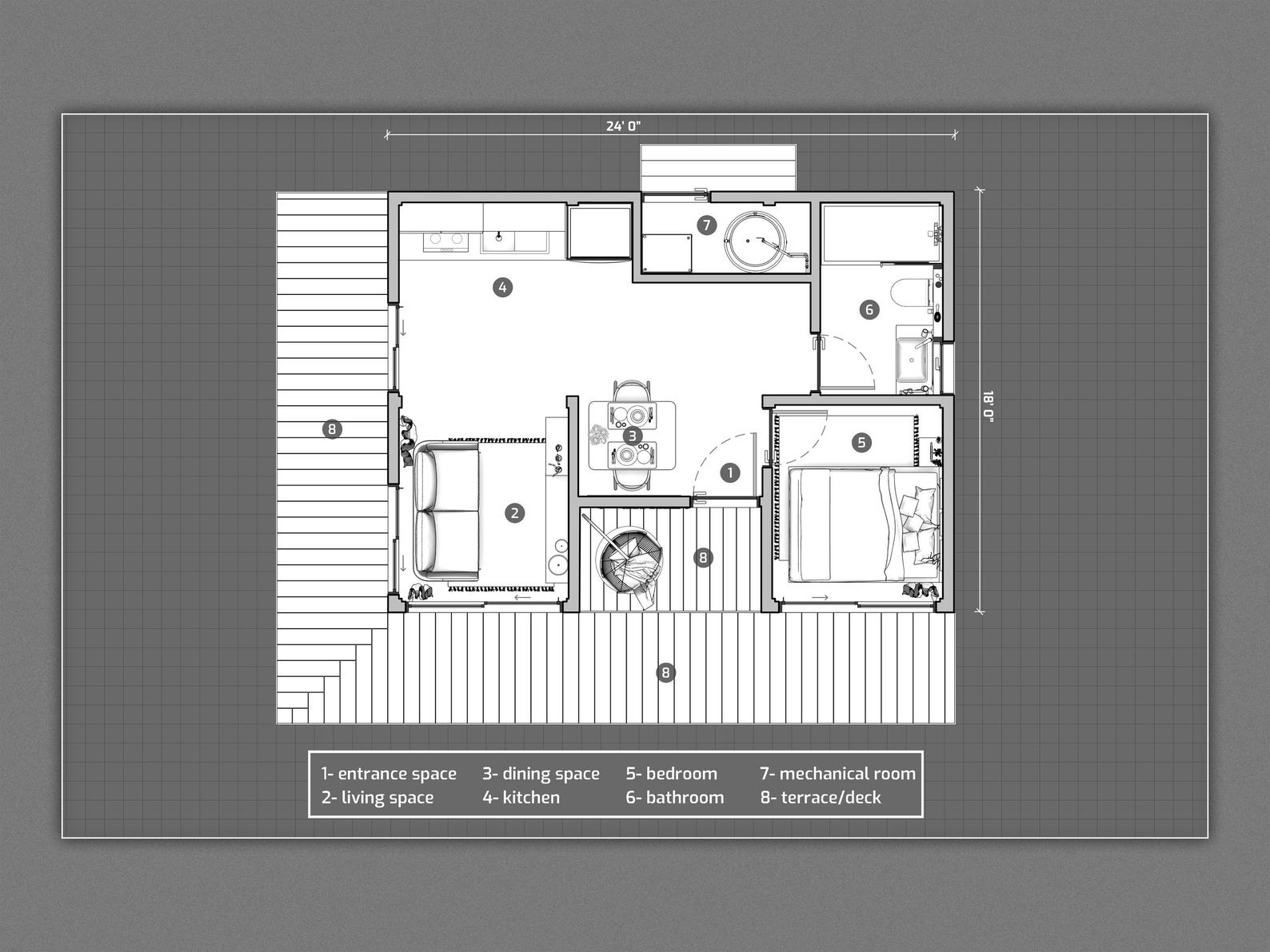 Modern Tiny House Plan: 432 Sqft DIY Cabin Blueprint (PDF Download) - Etsy