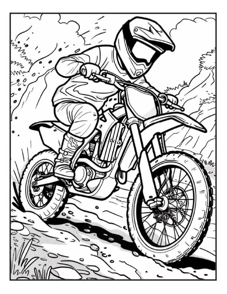 Dirt Bike Riding - #6-10 - Coloring Pages (5 Pages) - Etsy