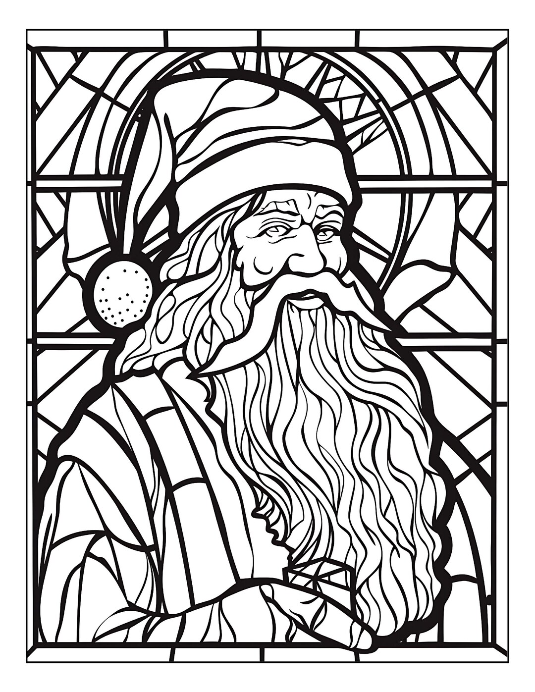 Stained Glass - Santa Claus - #6-10 - Coloring Pages (5 Pages) - Etsy