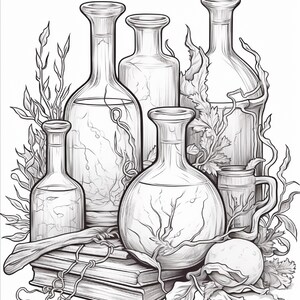 Magical Potions & Spells - #21-25 - Coloring Pages (5 Pages) - Etsy