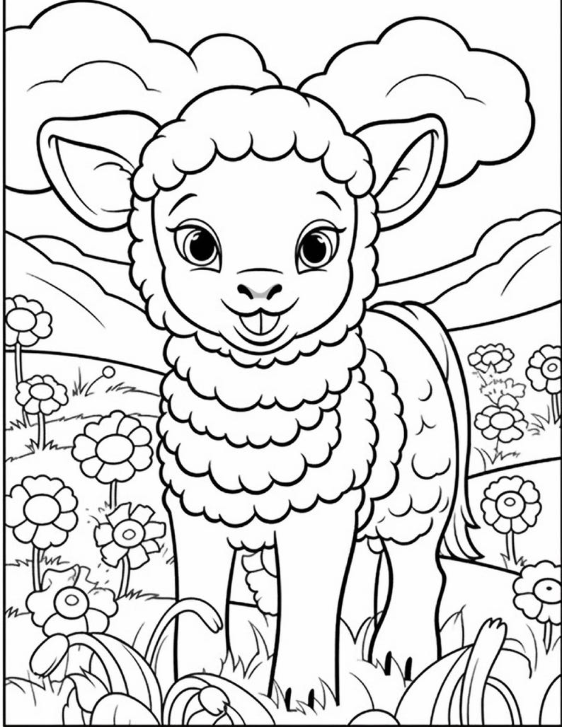 Cute Farm Animals - #86-90 - Coloring Pages (5 Pages) - Etsy