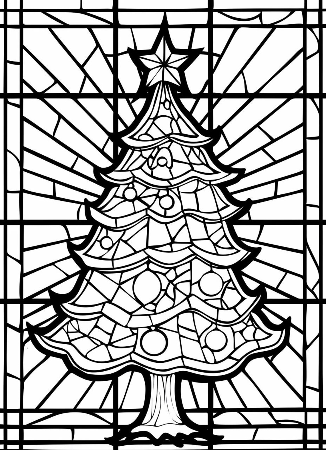 Stained Glass Christmas Tree - #16-20 - Coloring Pages (5 Pages) - Etsy