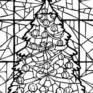 Stained Glass Christmas Tree - #1-5 - Coloring Pages (5 Pages) - Etsy