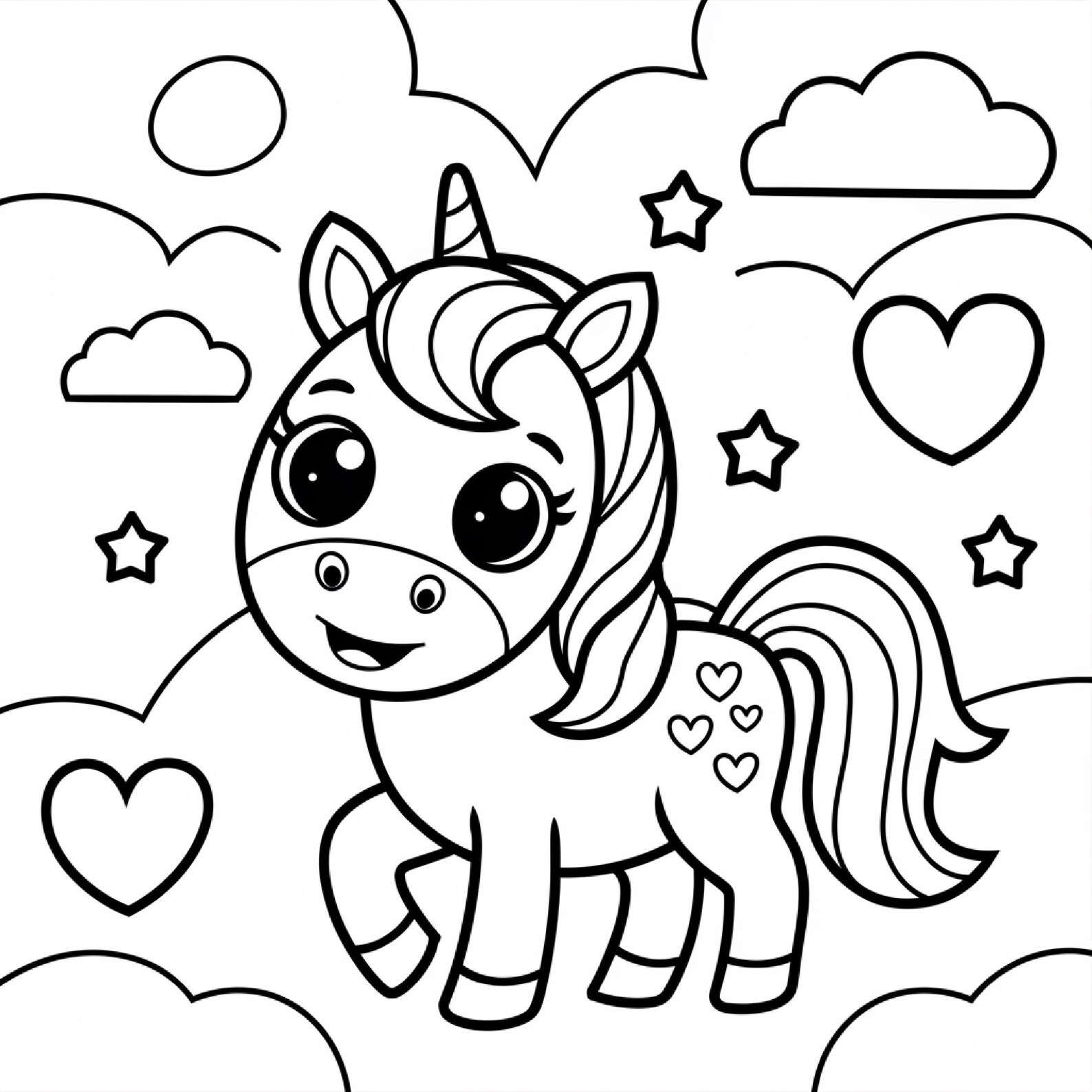 Cute Unicorns - #16-20 - Coloring Pages (5 Pages) - Etsy