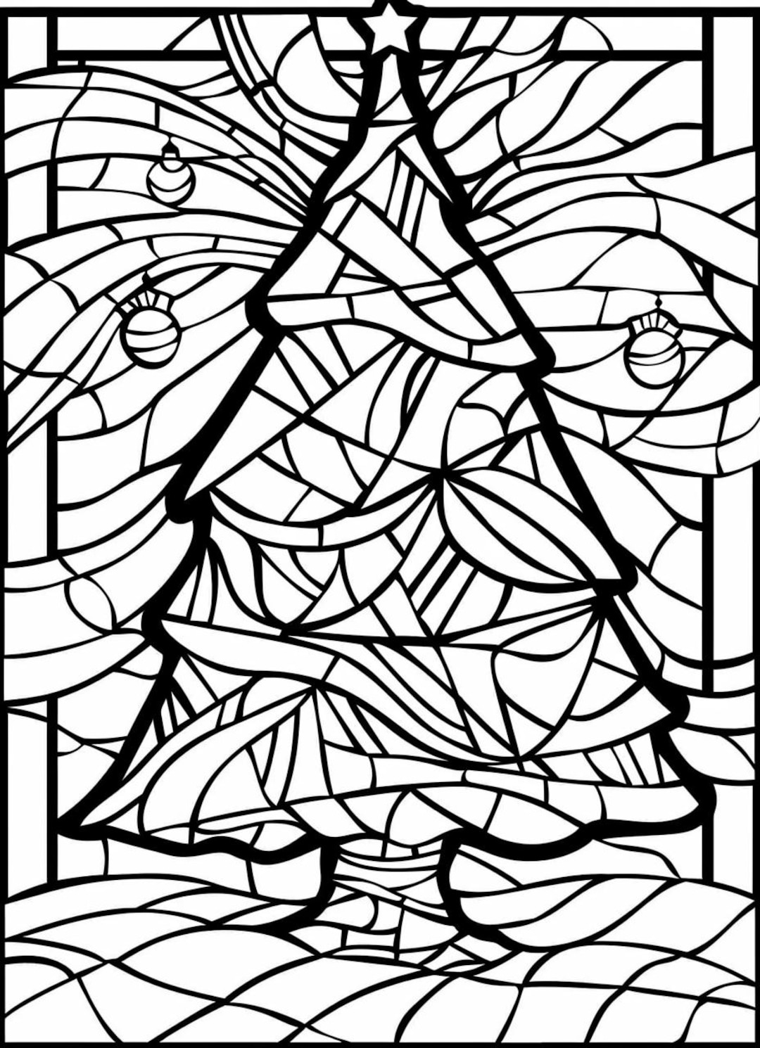 Stained Glass Christmas Tree - #41-45 - Coloring Pages (5 Pages) - Etsy
