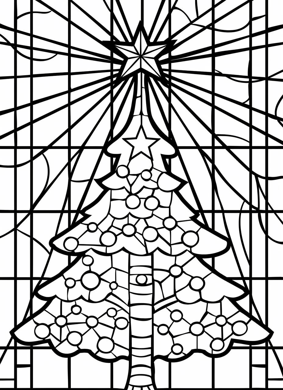 Stained Glass Christmas Tree - #21-25 - Coloring Pages (5 Pages) - Etsy