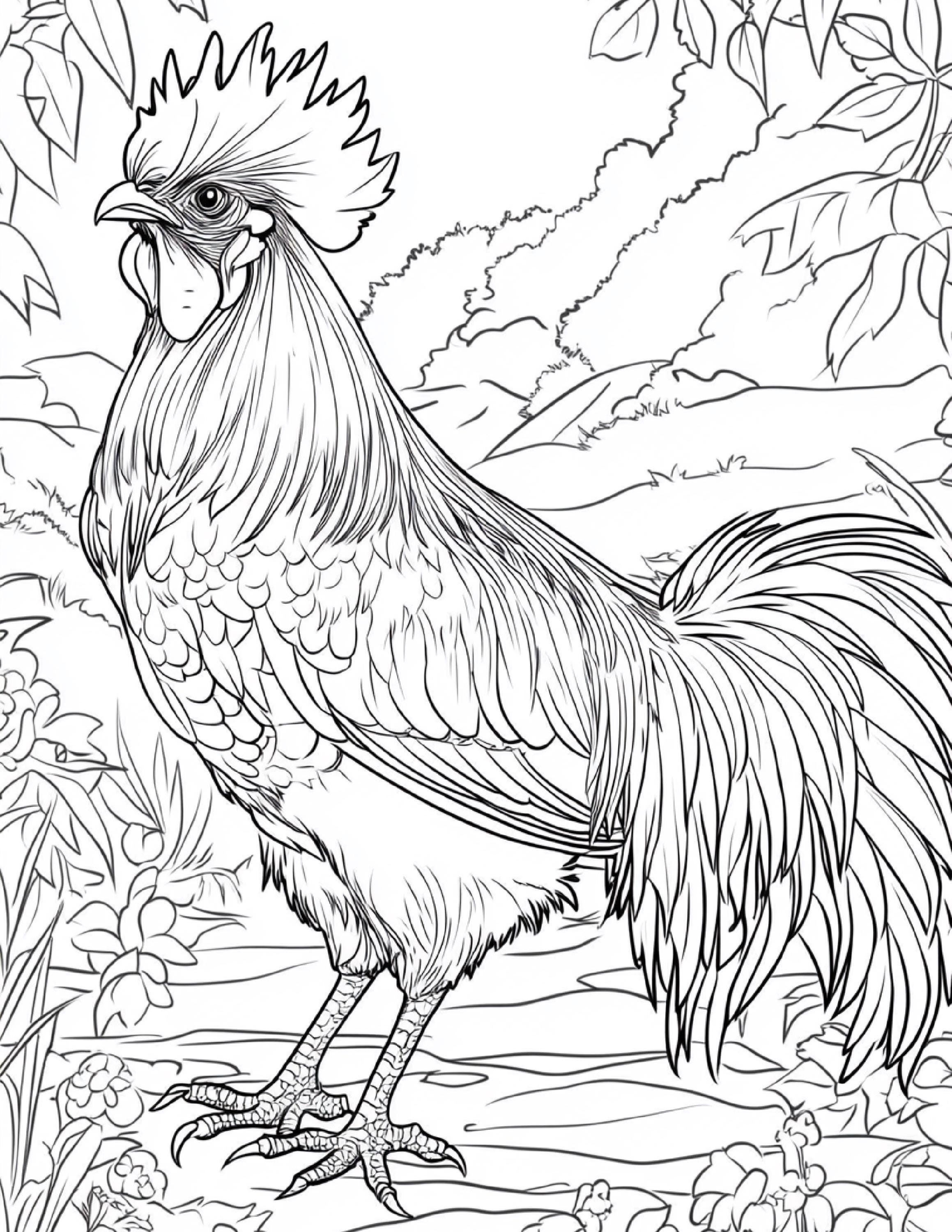 Roosters - #1-5 - Coloring Pages (5 Pages) - Etsy