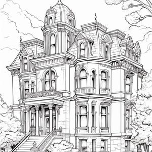 Victorian Houses - #16-20 - Coloring Pages (5 Pages) - Etsy