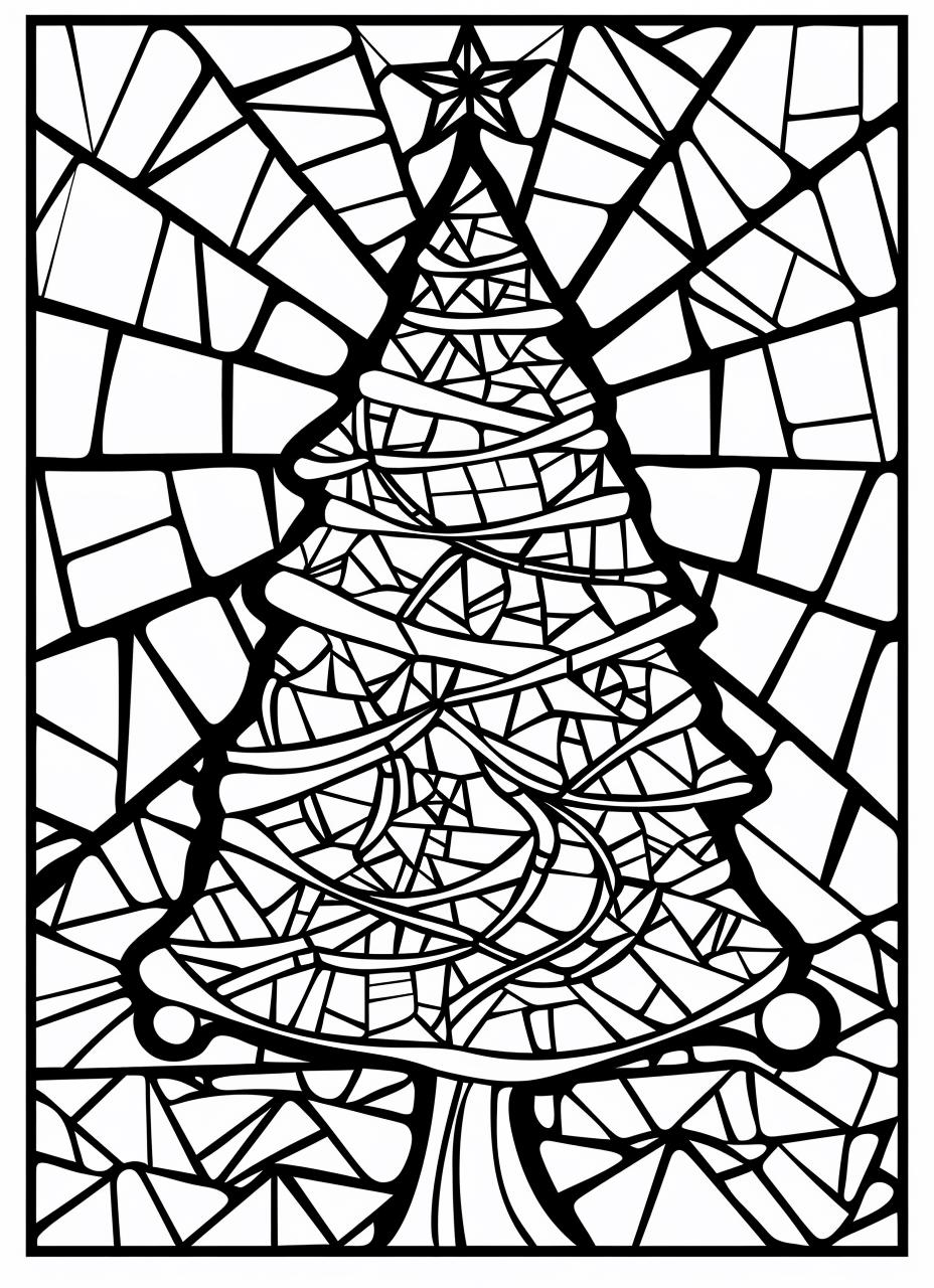 Stained Glass Christmas Tree - #16-20 - Coloring Pages (5 Pages) - Etsy