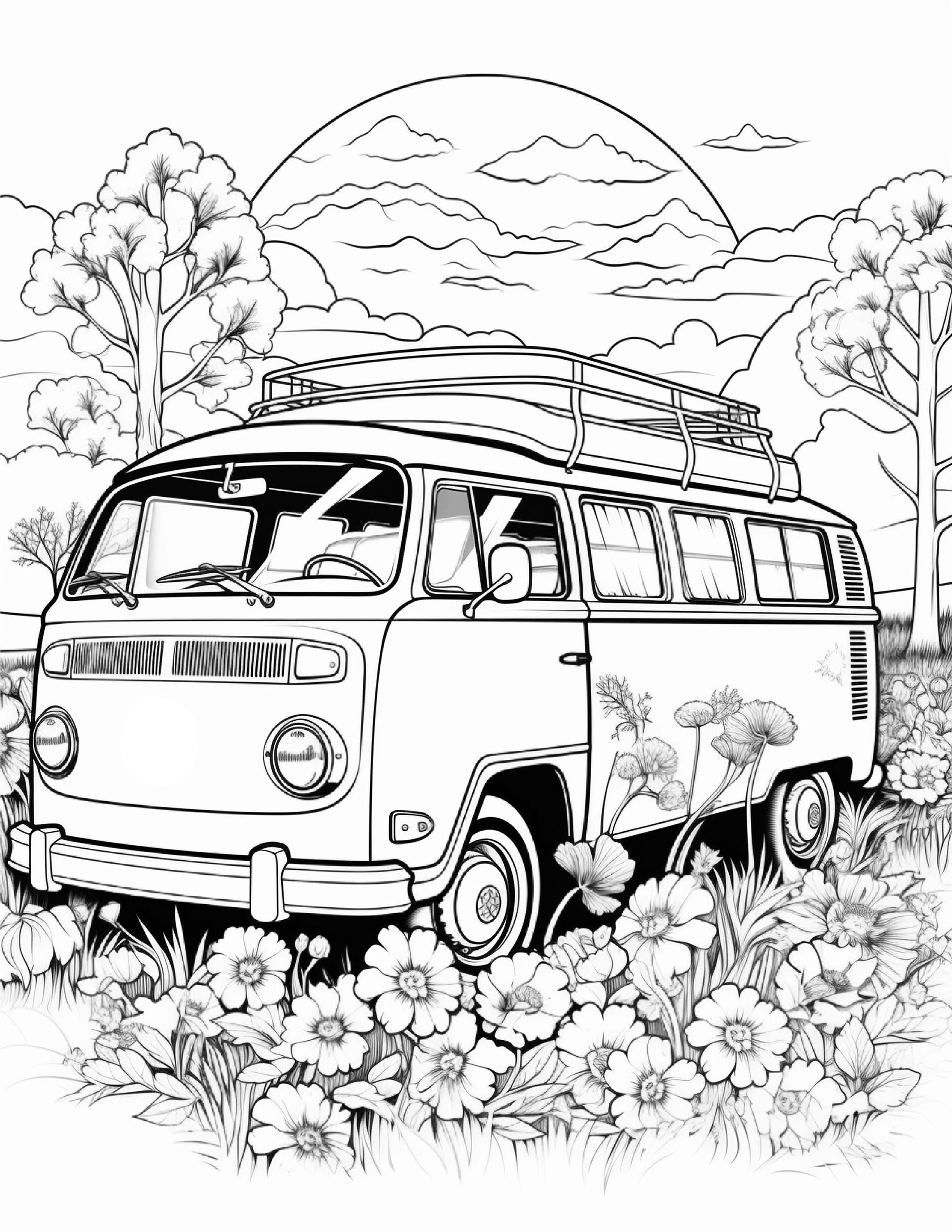 RV Van Road Trip - 1 - #6-10 - Coloring Pages (5 Pages) - Etsy