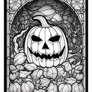 Stained Glass Halloween - #1-5 - Coloring Pages (5 Pages) - Etsy