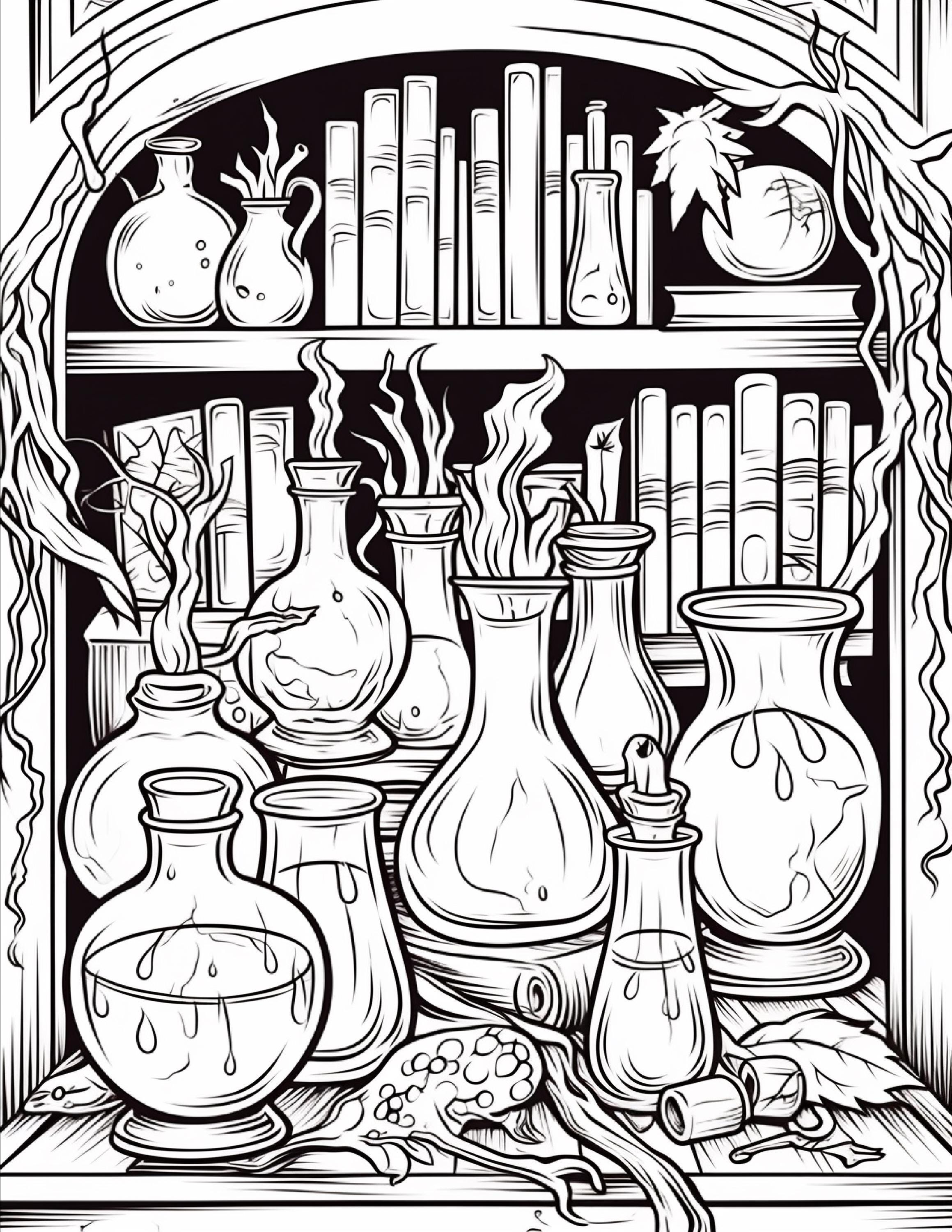 Magical Potions & Spells - #1-5 - Coloring Pages (5 Pages) - Etsy