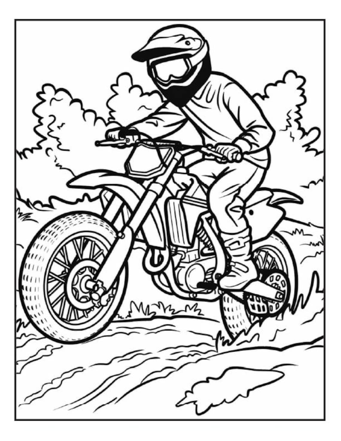 Dirt Bike Riding - #31-35 - Coloring Pages (5 Pages) - Etsy