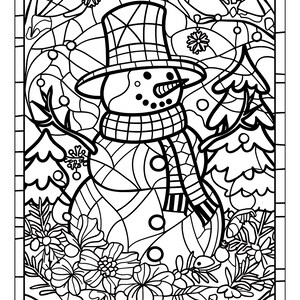Stained Glass - Snowman - #6-10 - Coloring Pages (5 Pages) - Etsy