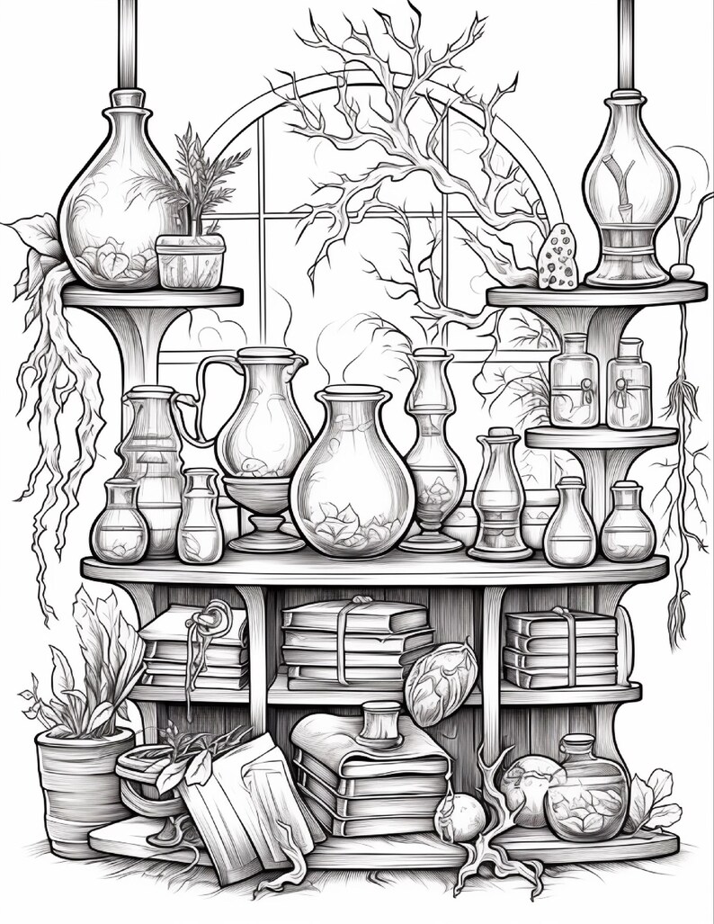 Magical Potions & Spells - #1-5 - Coloring Pages (5 Pages) - Etsy