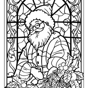 Stained Glass Santa Claus 1-5 Coloring Pages 5 Pages - Etsy