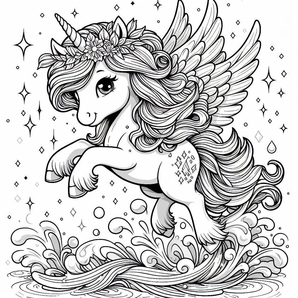 Enchanted Unicorns - #11-15 - Coloring Pages (5 Pages) - Etsy