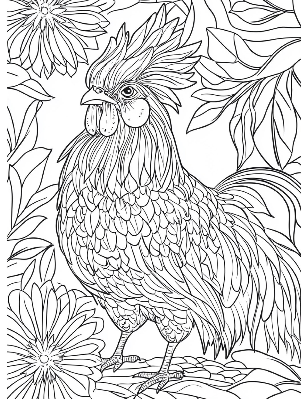 Roosters - #16-20 - Coloring Pages (5 Pages) - Etsy