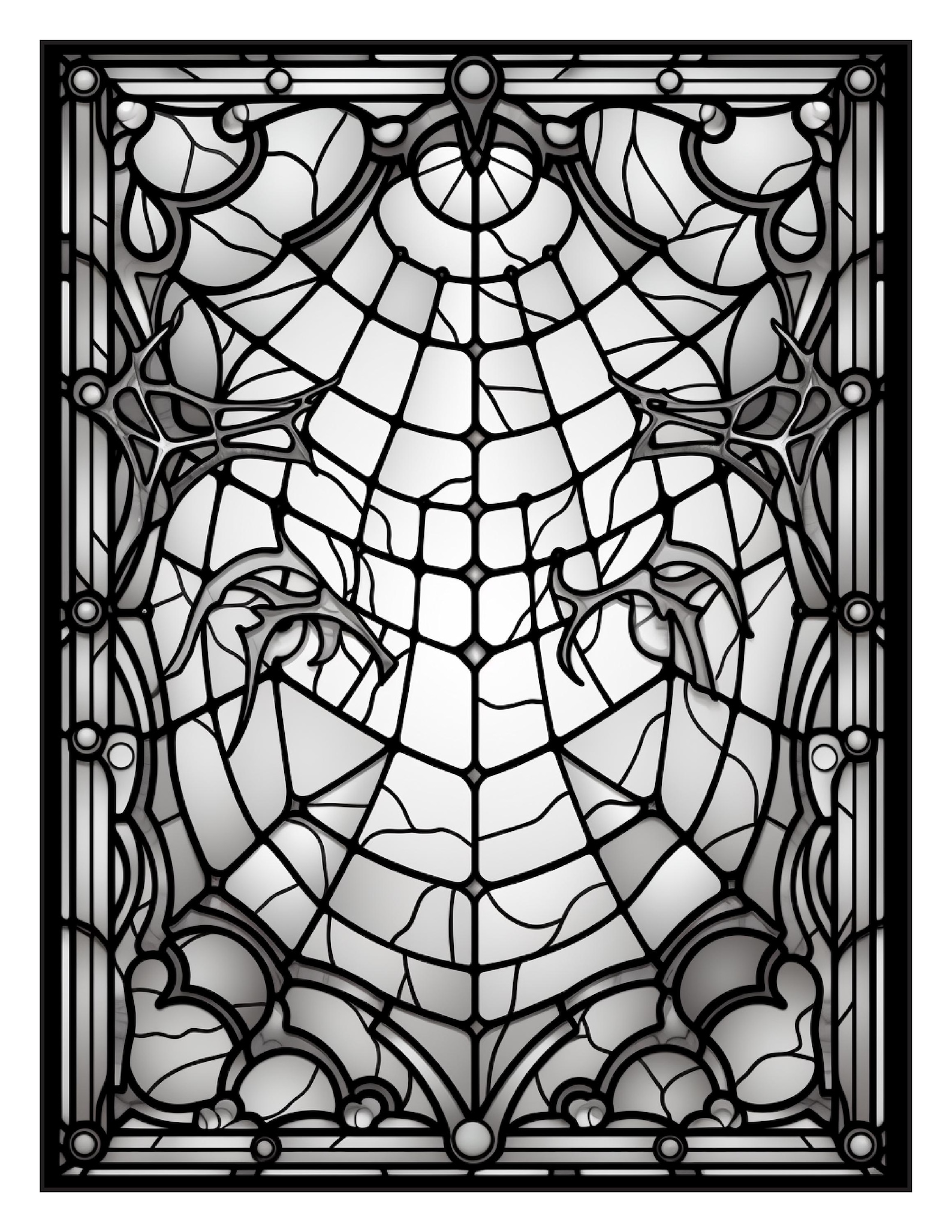 Stained Glass Halloween - #21-25 - Coloring Pages (5 Pages) - Etsy