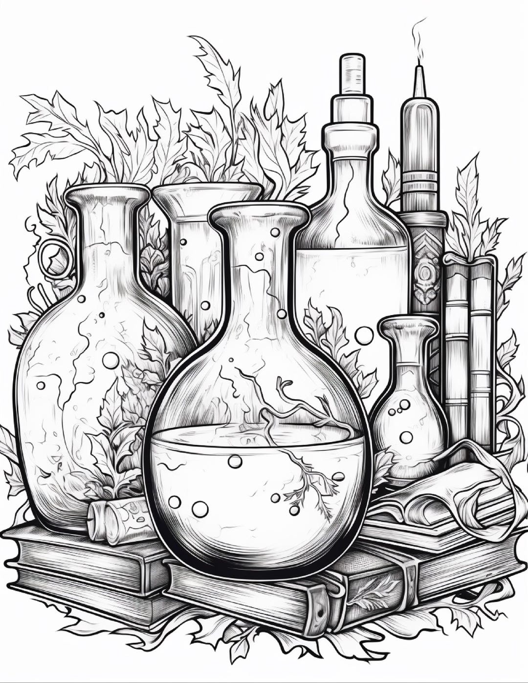 Magical Potions & Spells - #21-25 - Coloring Pages (5 Pages) - Etsy