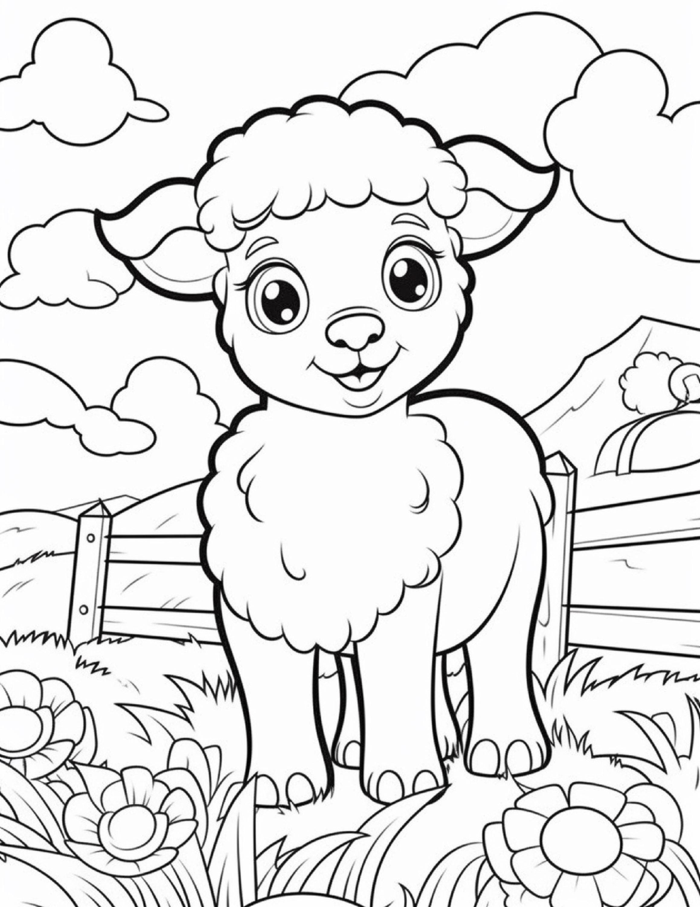 Cute Farm Animals - #71-75 - Coloring Pages (5 Pages) - Etsy