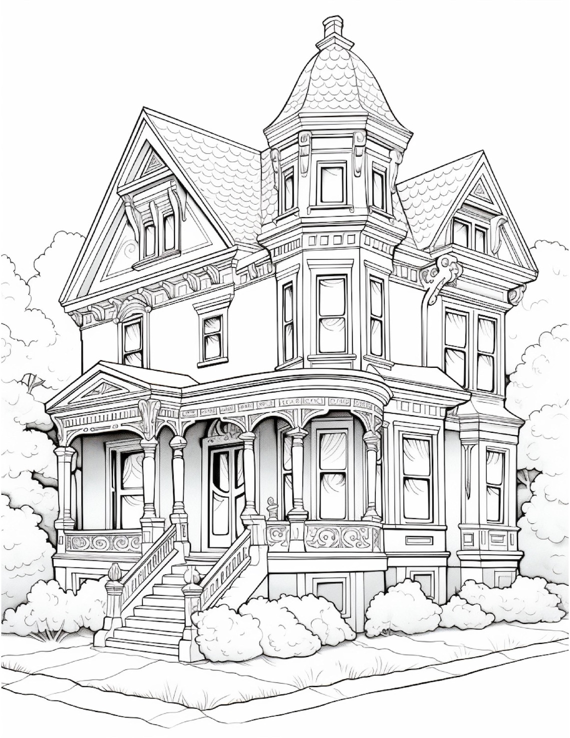Victorian Houses - #11-15 - Coloring Pages (5 Pages) - Etsy