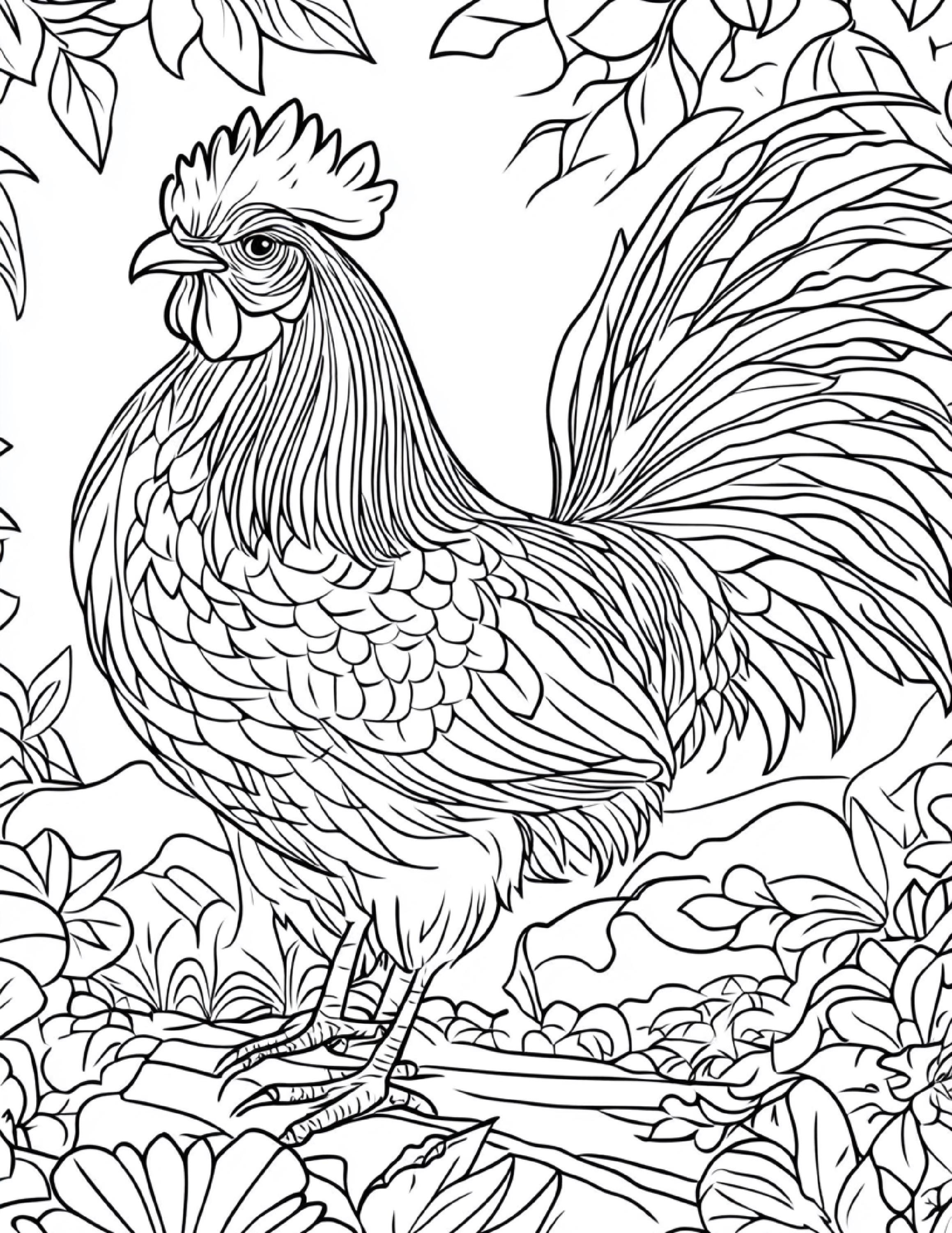 Roosters - #1-5 - Coloring Pages (5 Pages) - Etsy