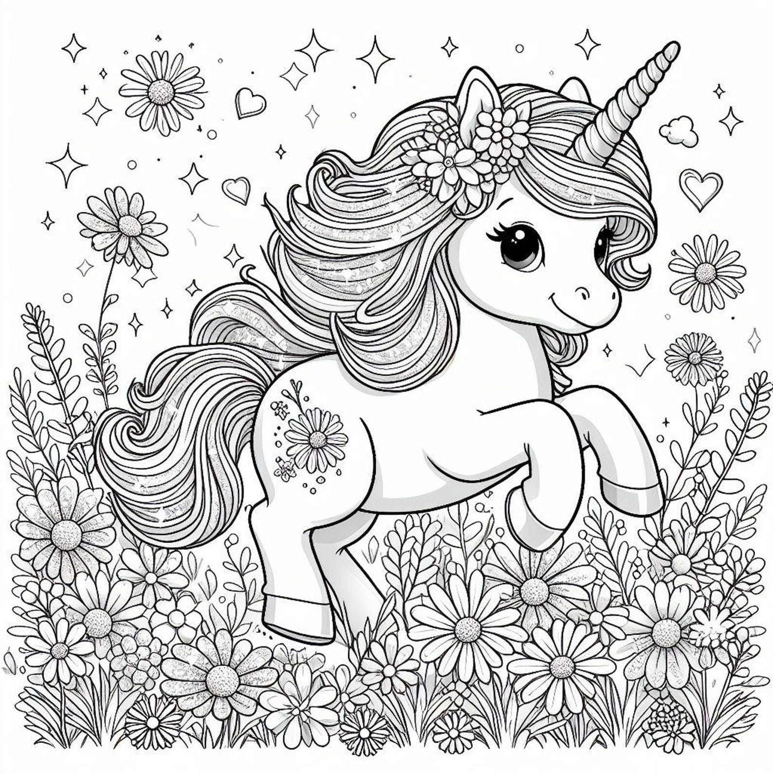 Enchanted Unicorns - #11-15 - Coloring Pages (5 Pages) - Etsy