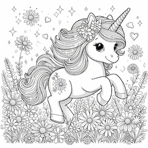 Enchanted Unicorns - #11-15 - Coloring Pages (5 Pages) - Etsy
