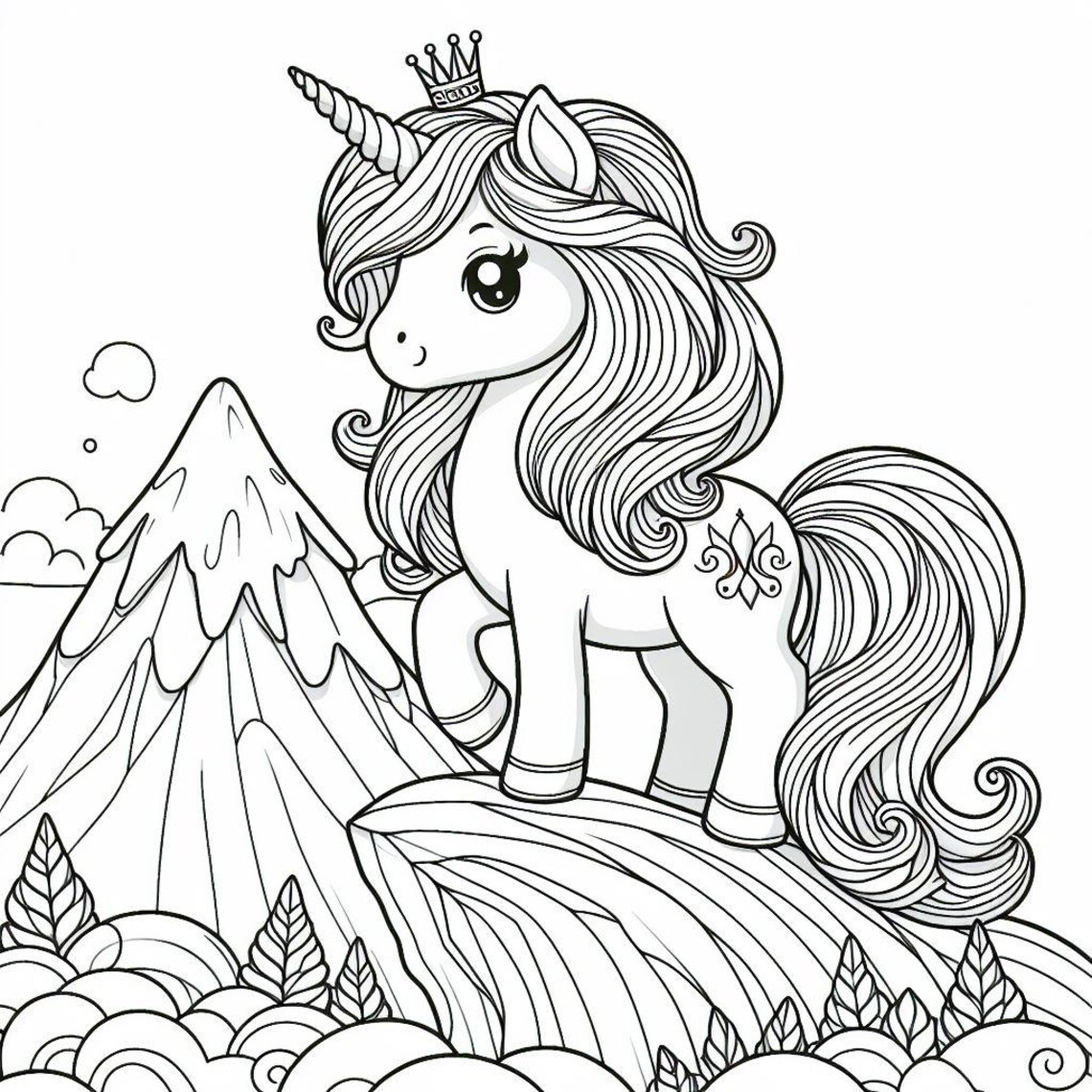 Enchanted Unicorns 21-25 Coloring Pages 5 Pages - Etsy