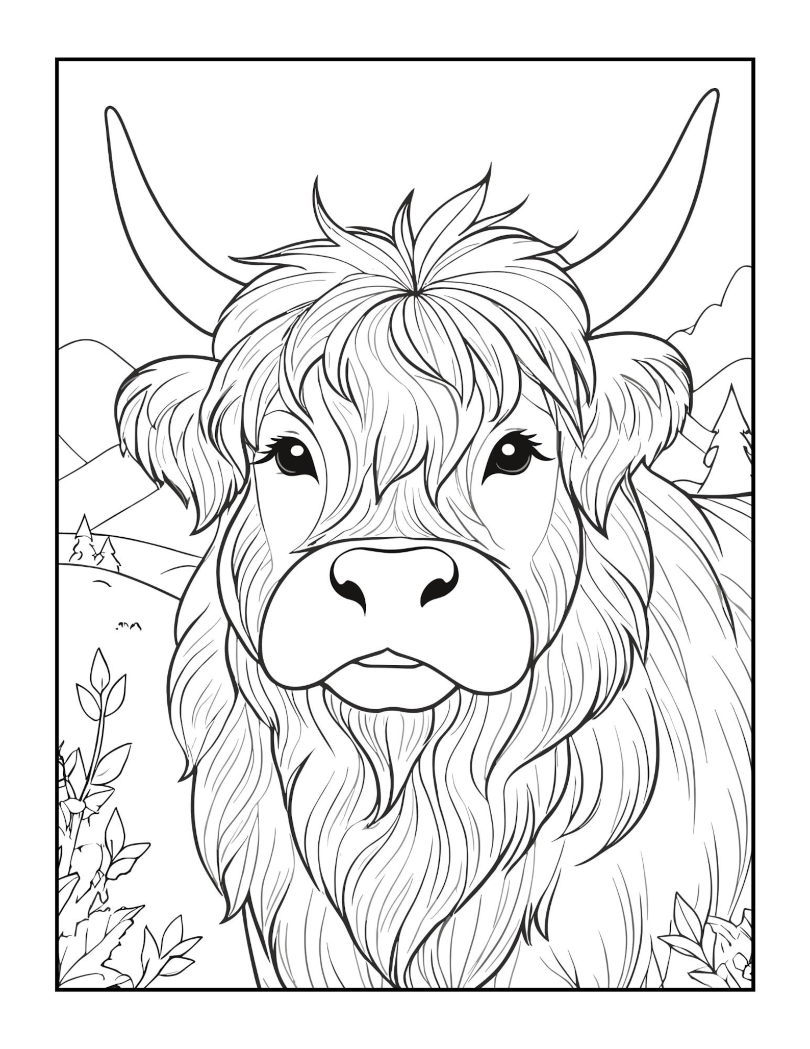 Scottish Highlands Cows - #16-20 - Coloring Pages (5 Pages) - Etsy