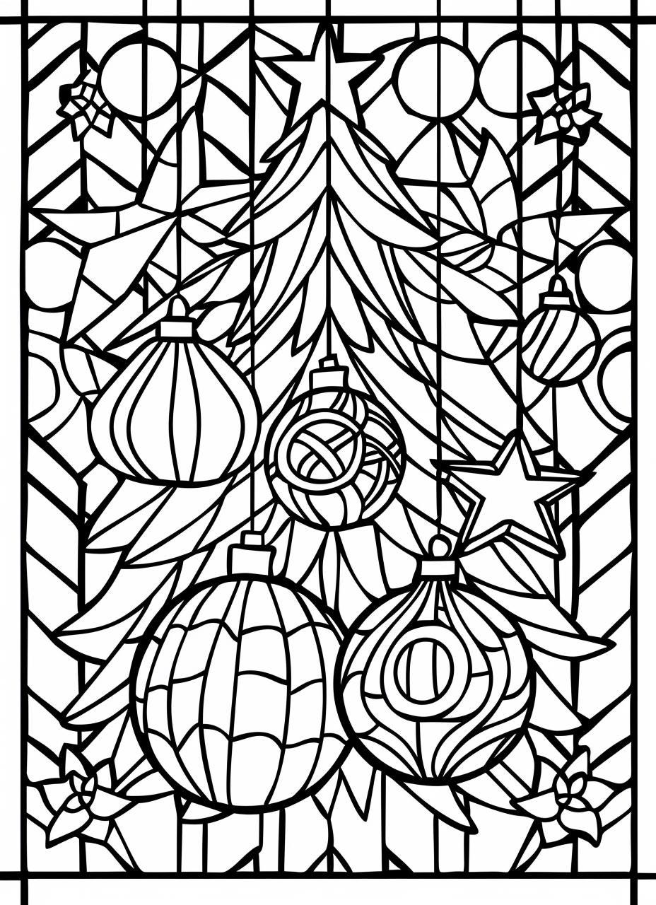 Stained Glass Christmas Tree - #41-45 - Coloring Pages (5 Pages) - Etsy