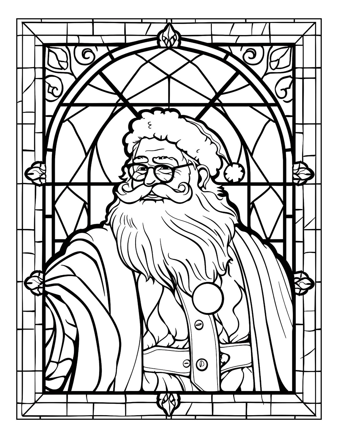 Stained Glass - Santa Claus - #31-35- Coloring Pages (5 Pages) - Etsy