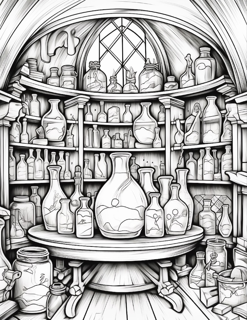 Magical Potions & Spells - #6-10 - Coloring Pages (5 Pages) - Etsy