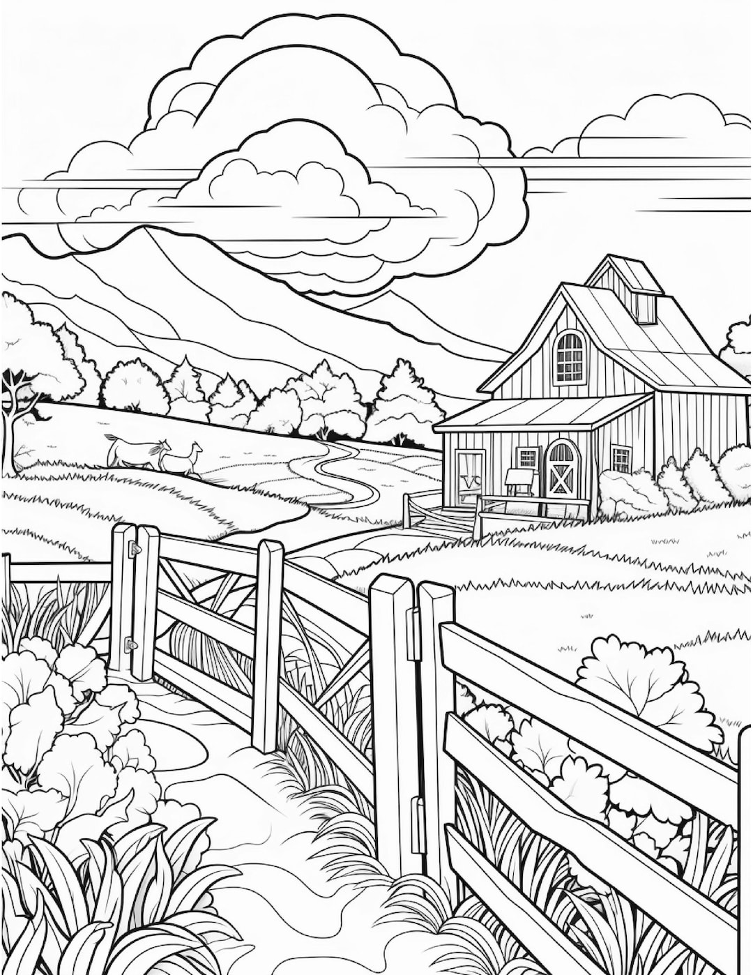 Countryside Sunrise - #6-10 - Coloring Pages (5 Pages) - Etsy
