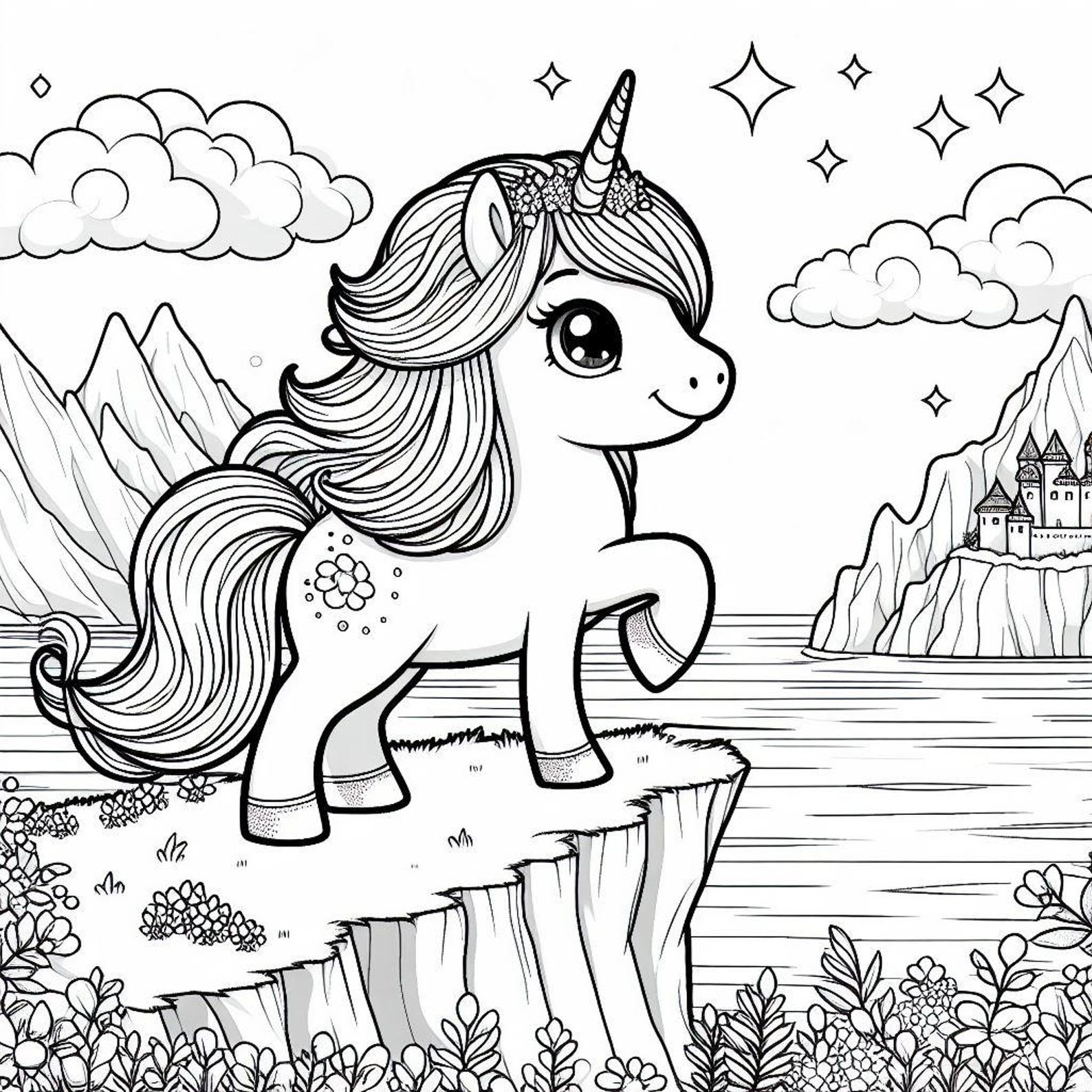 Enchanted Unicorns - #21-25 - Coloring Pages (5 Pages) - Etsy