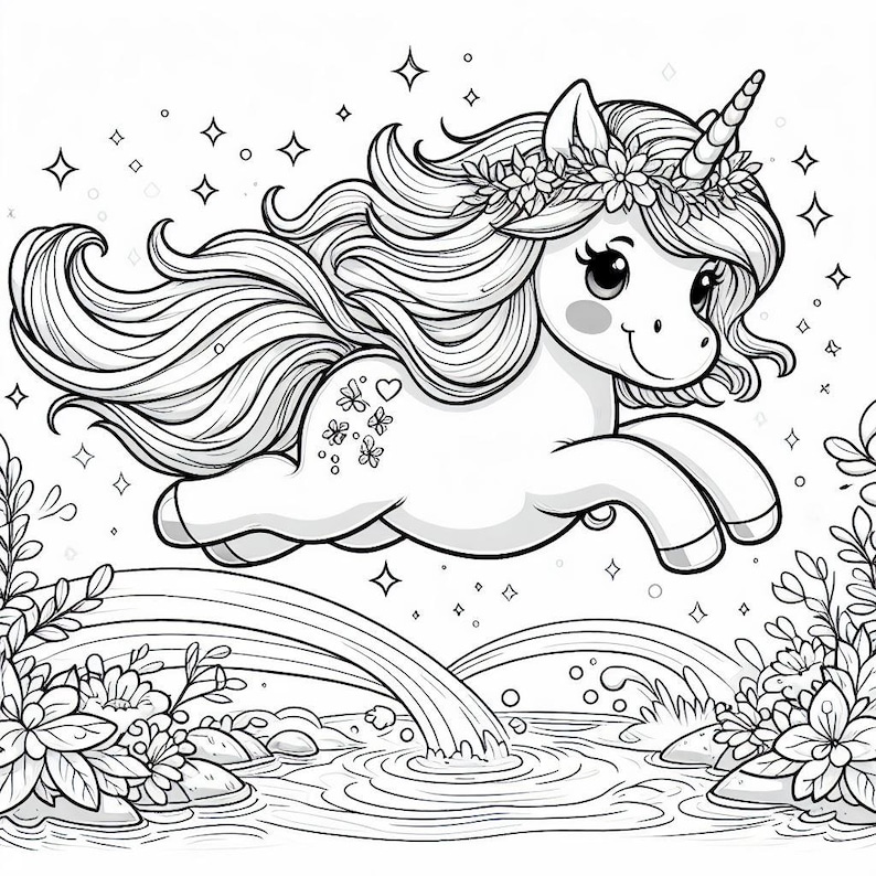 Enchanted Unicorns - #11-15 - Coloring Pages (5 Pages) - Etsy