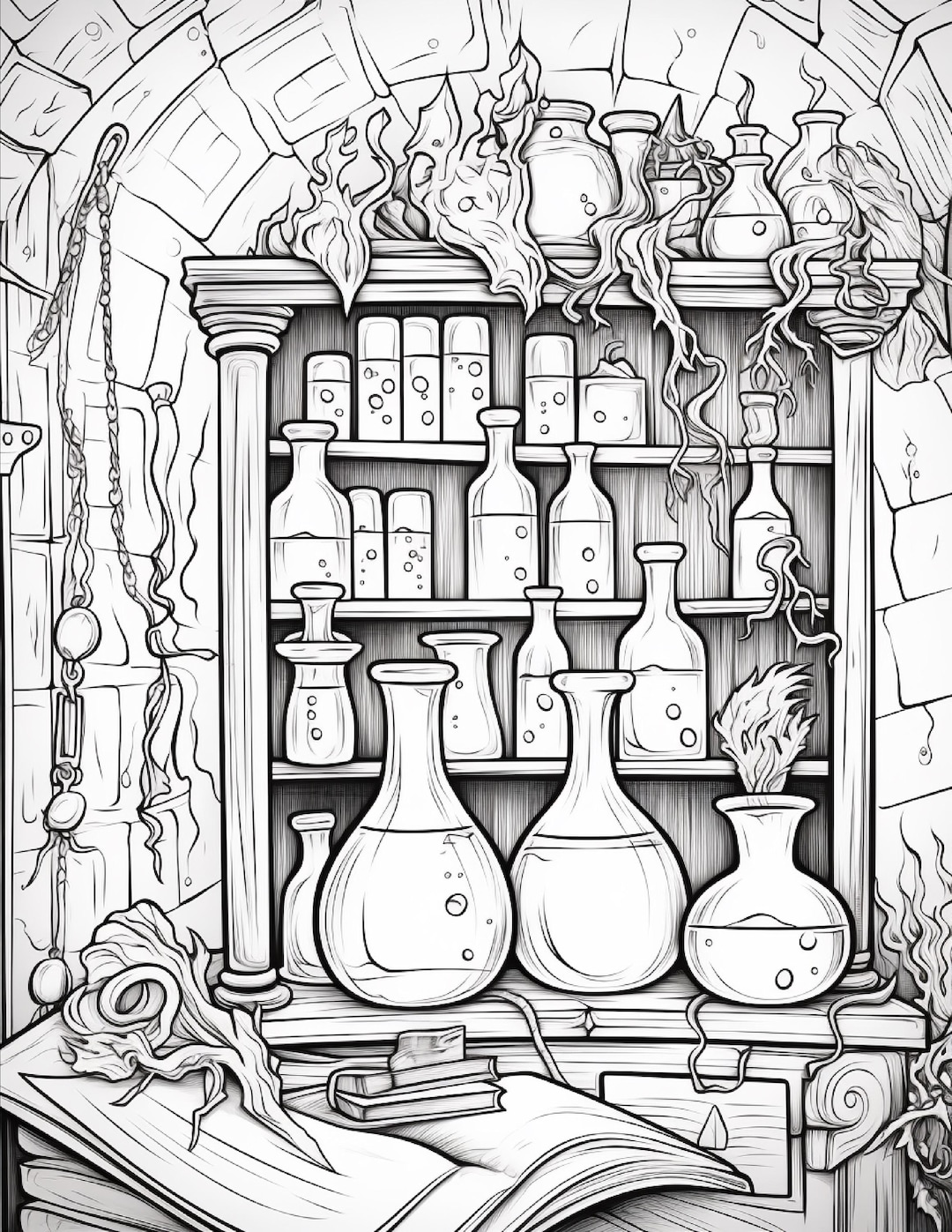 Magical Potions & Spells - #6-10 - Coloring Pages (5 Pages) - Etsy