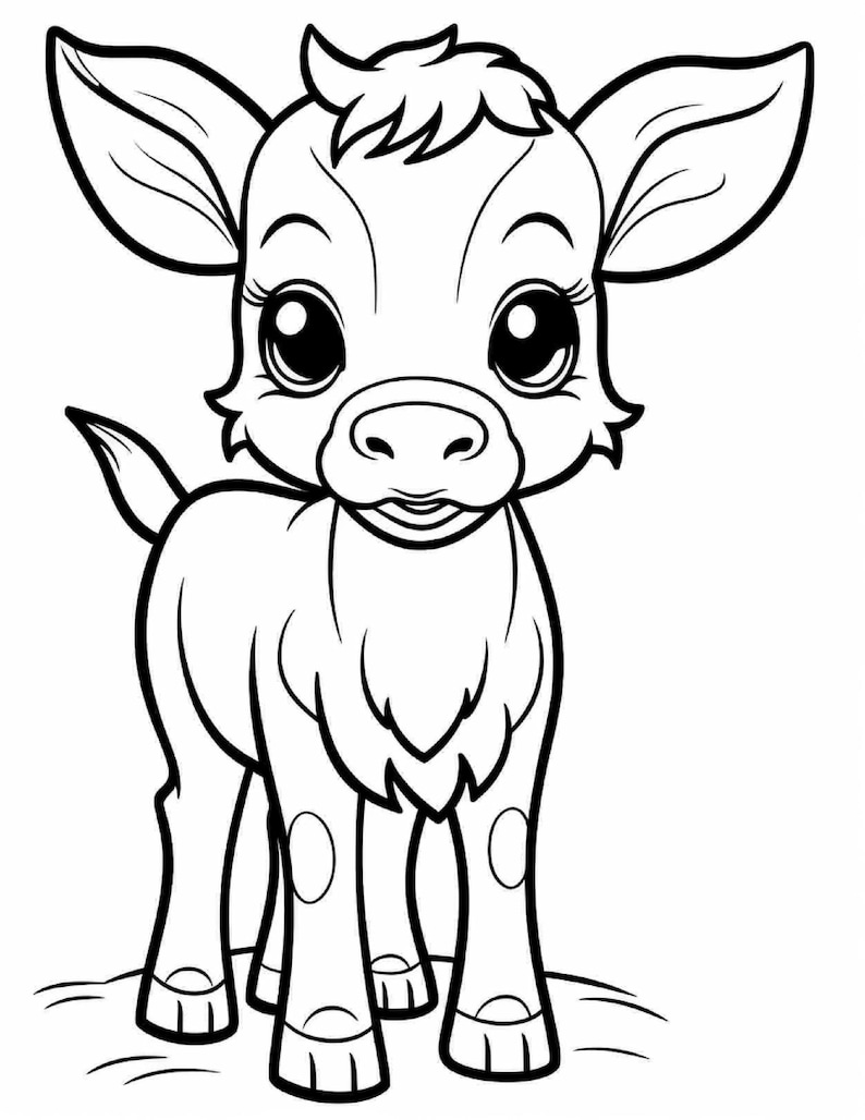 Cute Farm Animals - #71-75 - Coloring Pages (5 Pages) - Etsy