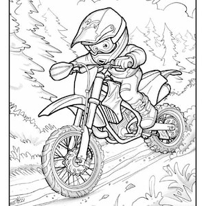 Dirt Bike Riding - #6-10 - Coloring Pages (5 Pages) - Etsy