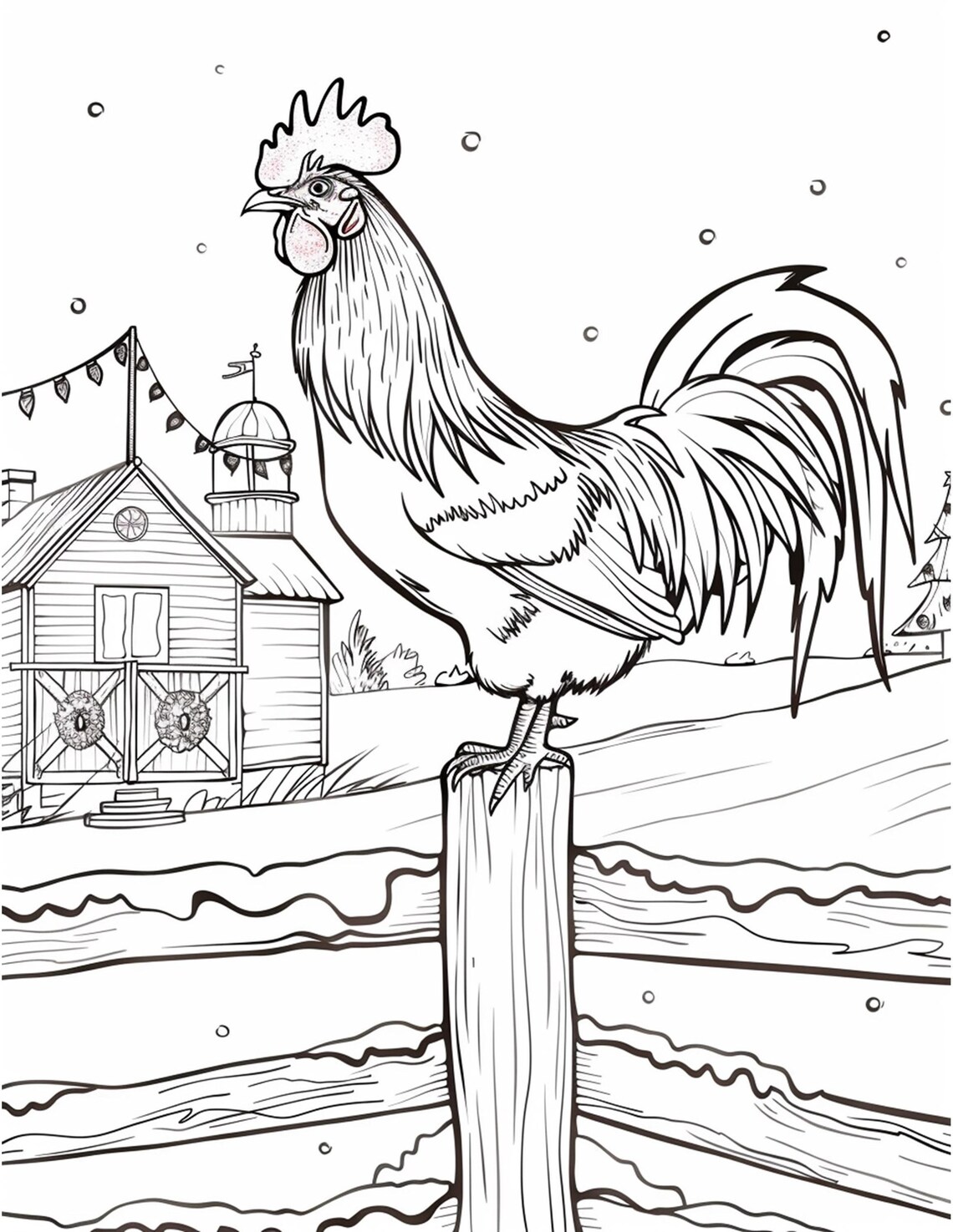 Country Christmas - #11-15 - Coloring Pages (5 Pages) - Etsy