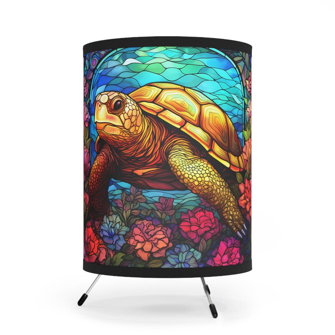 Sea Turtles Stained Glass Series -2- Tripod Lamp With High-res Printed ...